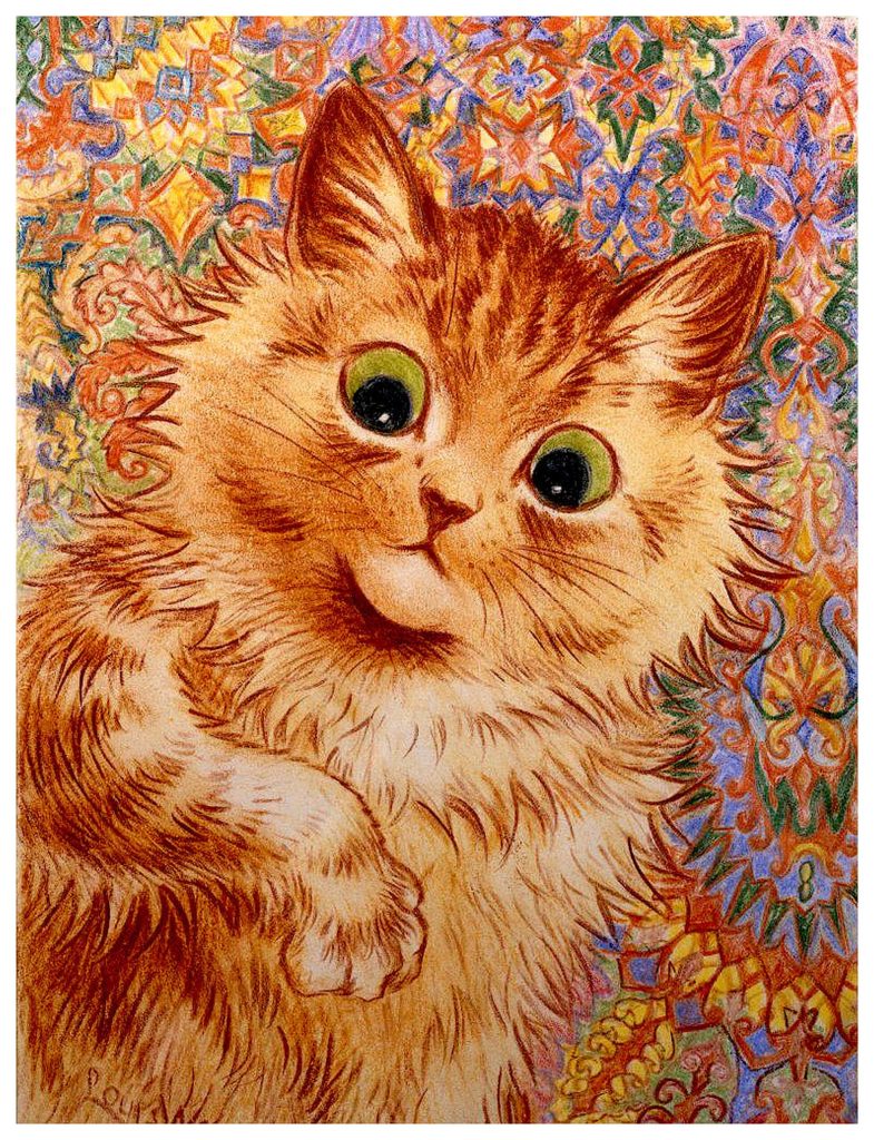 Louis Wain : Rare and Unique light canvas Giclees