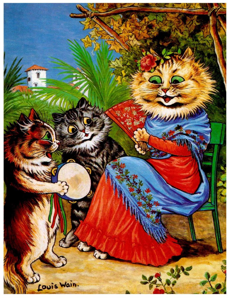 Louis Wain : Rare and Unique light canvas Giclees