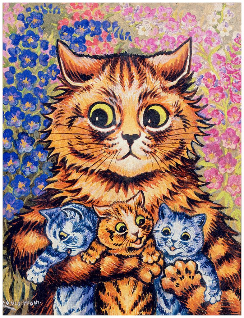 Louis Wain : Rare and Unique light canvas Giclees