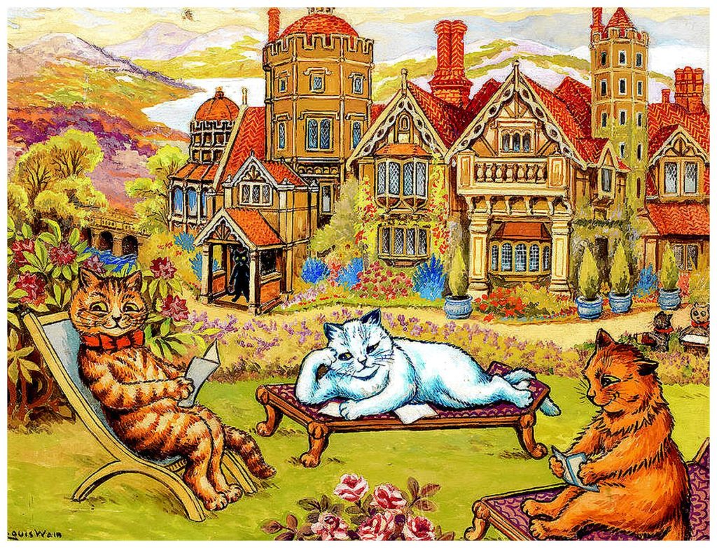 Louis Wain : Rare and Unique light canvas Giclees